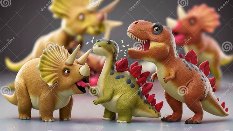A Group of Small Dinosaurs with Different Colors and Sizes, AI Stock ...