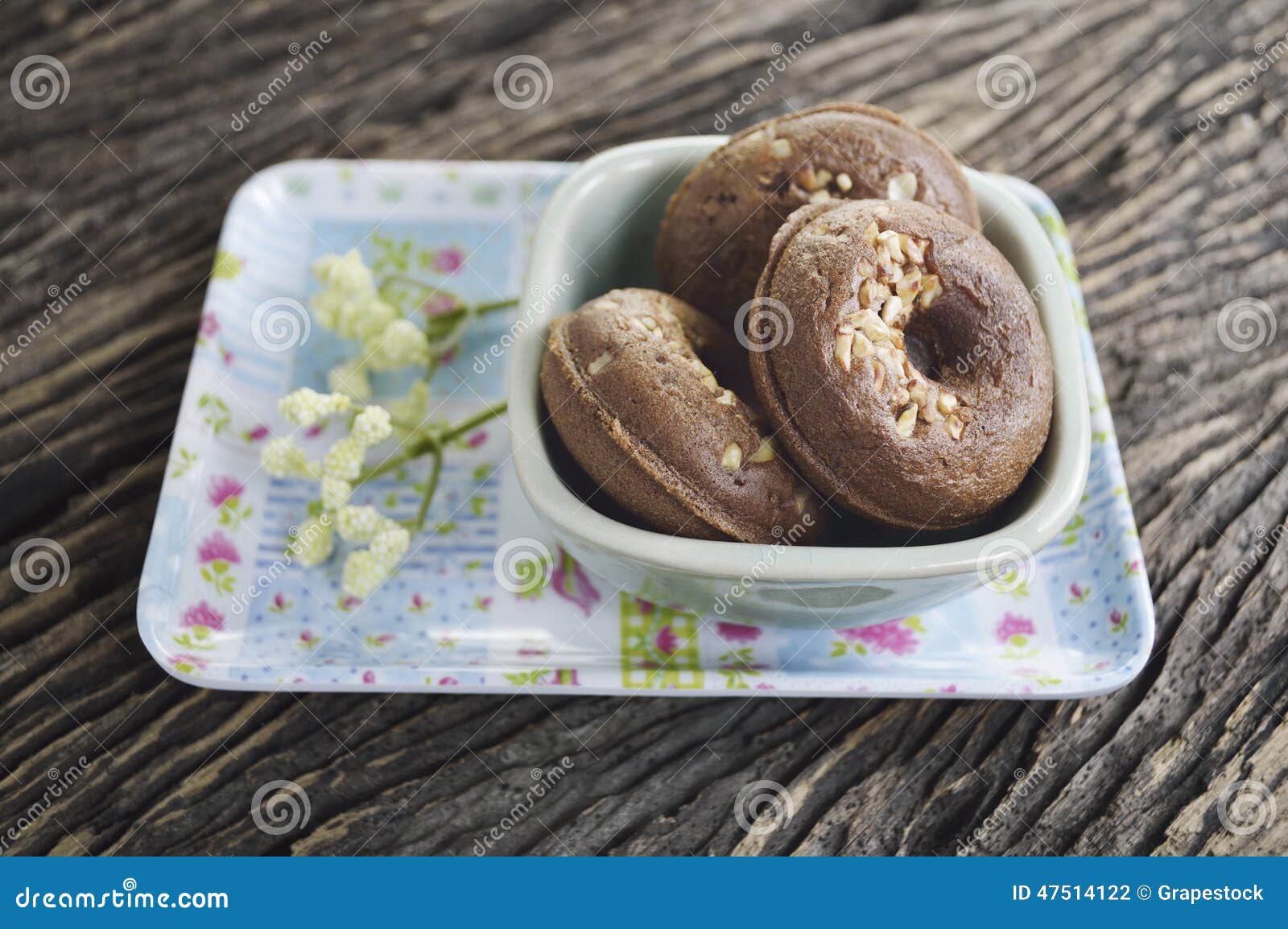 Group of small donuts stock photo. Image of bowl, mini - 47514122