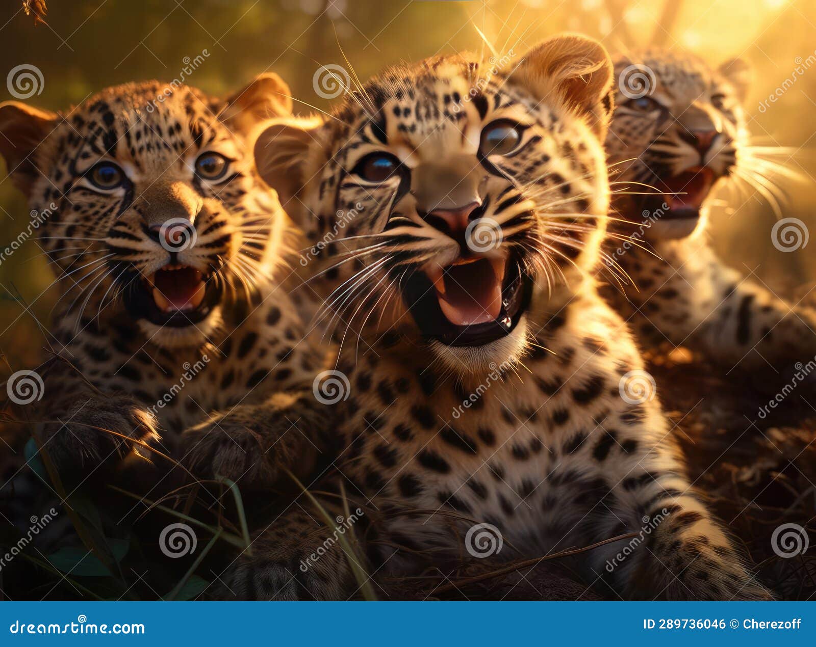 A group of small leopards stock photo. Image of africa - 289736046