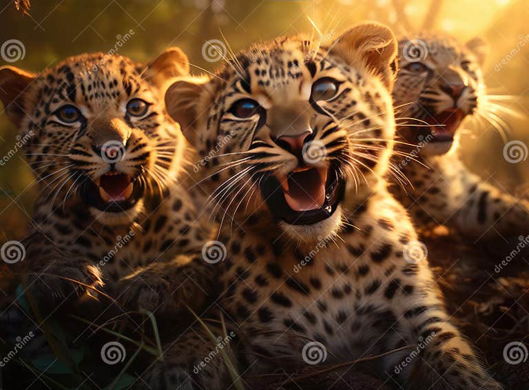 A group of small leopards stock photo. Image of africa - 289736046