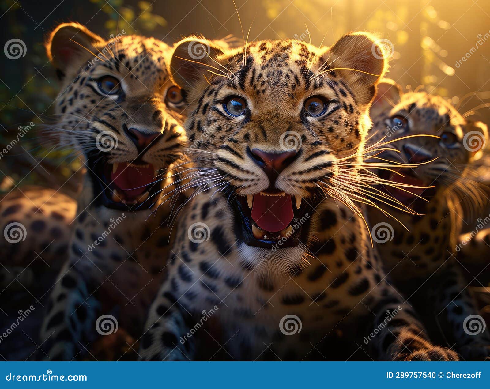 A group of small leopards stock photo. Image of outside - 289757540