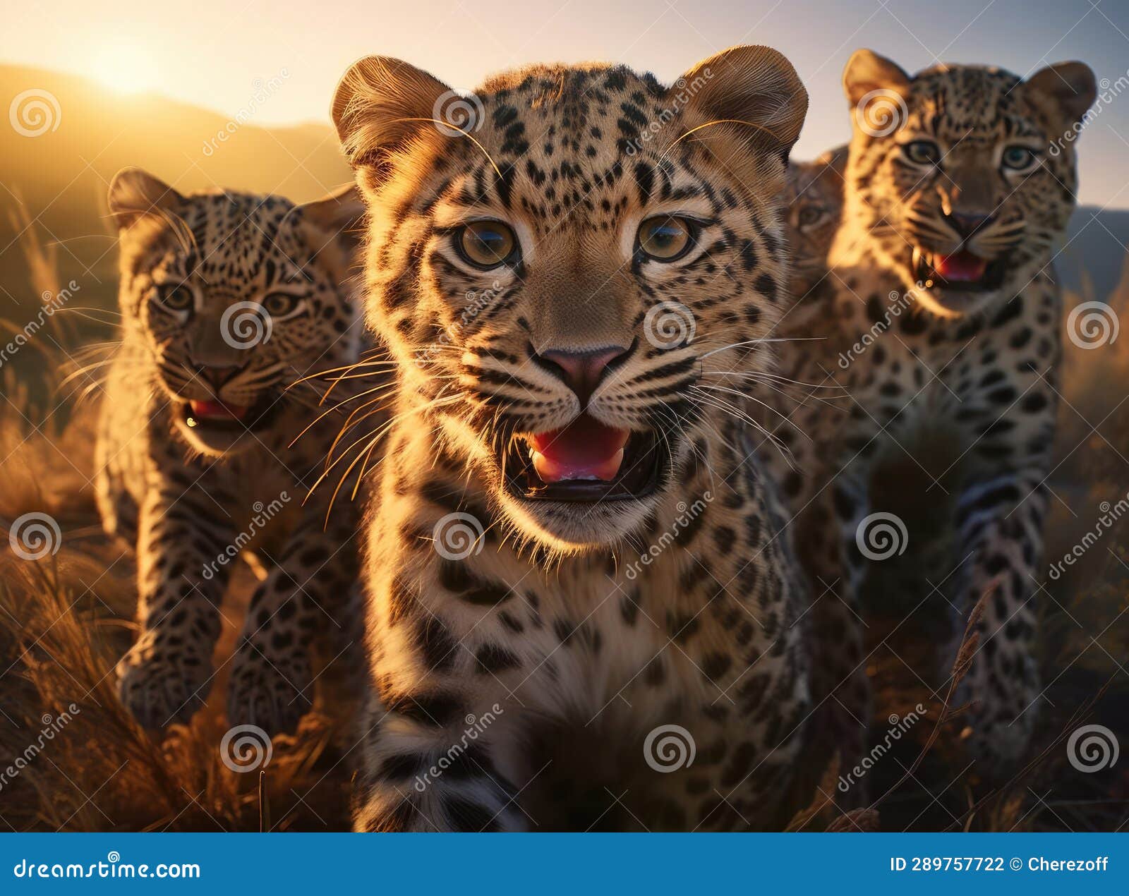 A group of small leopards stock photo. Image of outdoor - 289757722