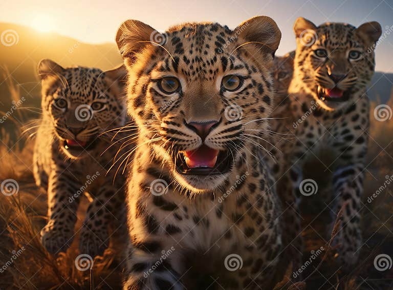 A group of small leopards stock photo. Image of outdoor - 289757722