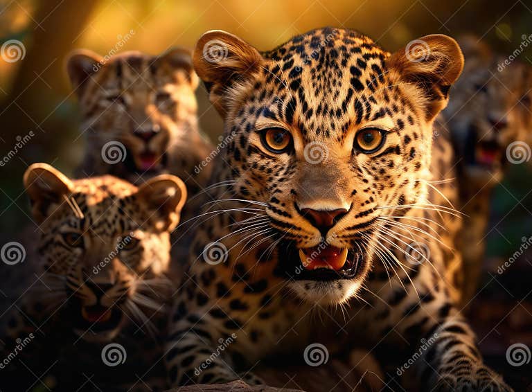 A group of small leopards stock image. Image of wildlife - 289759899