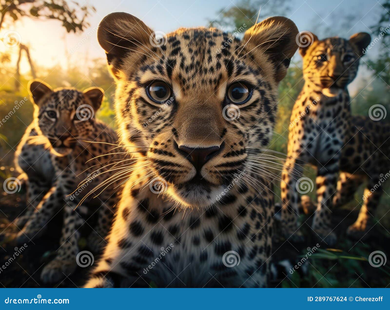 A group of small leopards stock photo. Image of group - 289767624