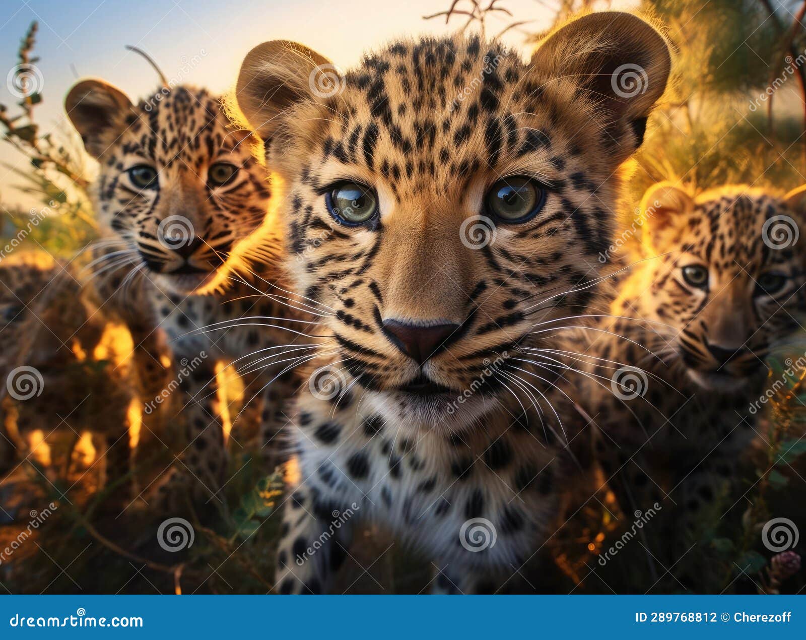 A group of small leopards stock photo. Image of asia - 289768812