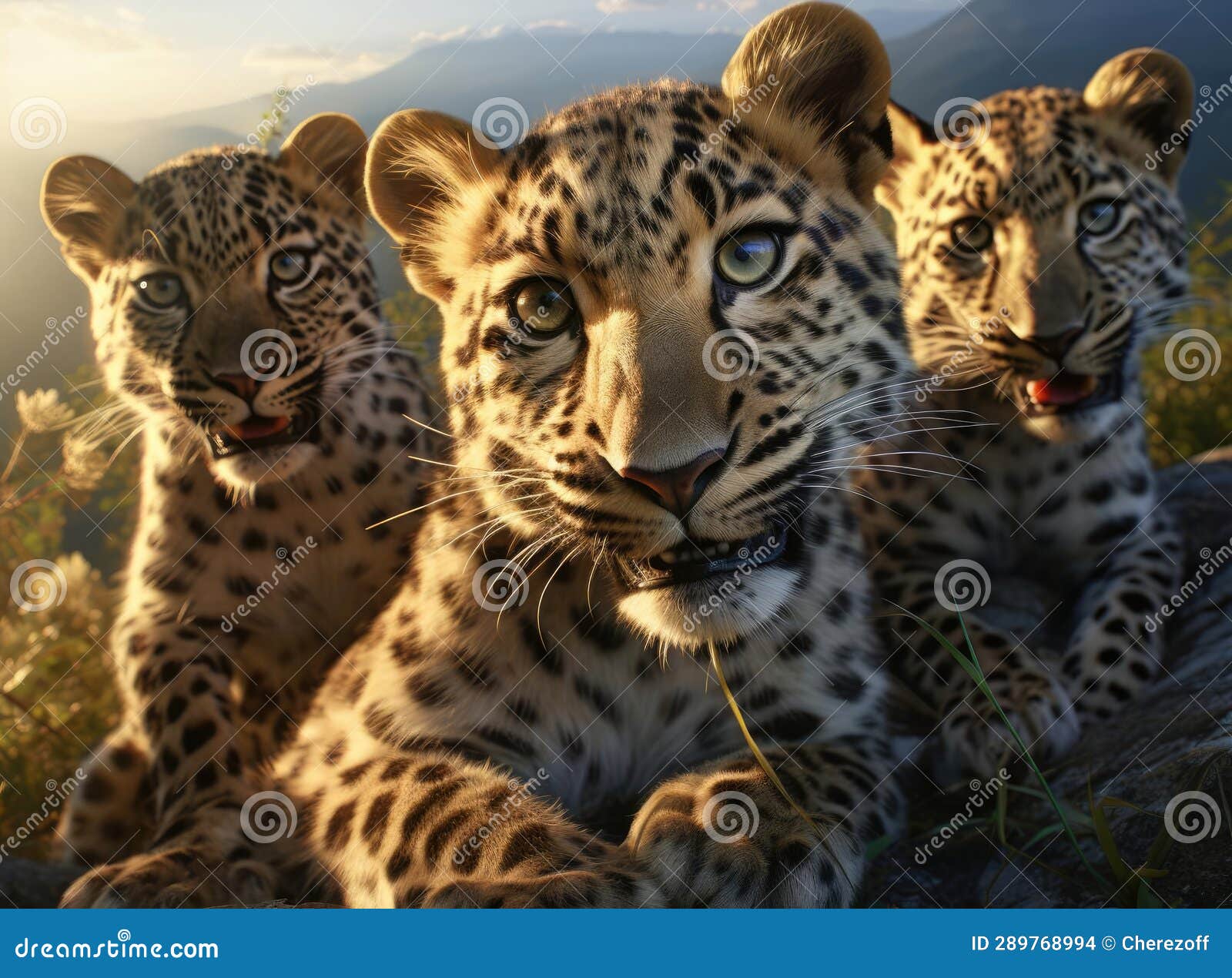 A group of small leopards stock photo. Image of wildlife - 289768994