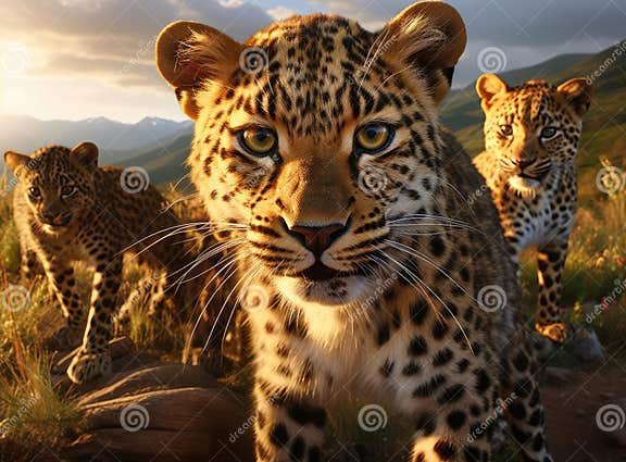 A group of small leopards stock photo. Image of animals - 289773198
