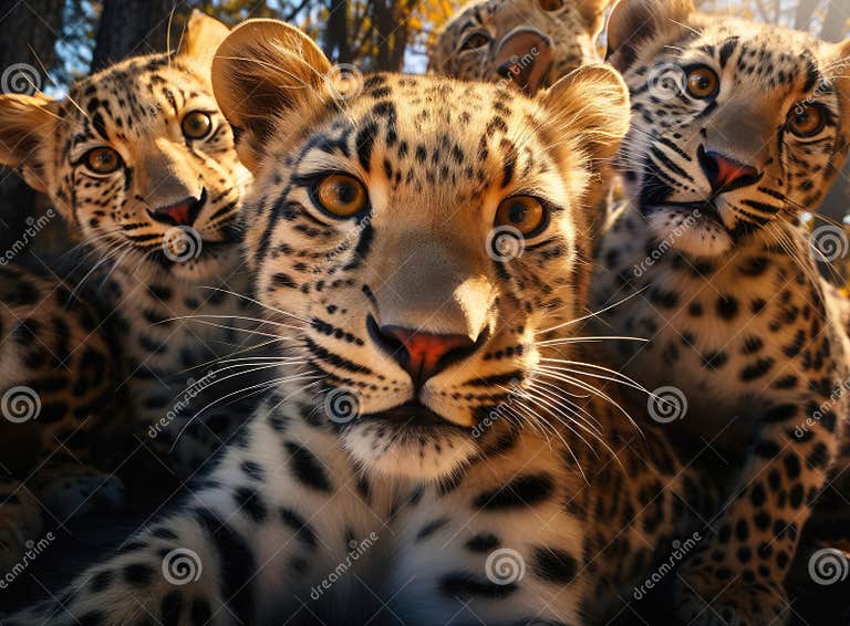 A group of small leopards stock image. Image of animals - 289773541