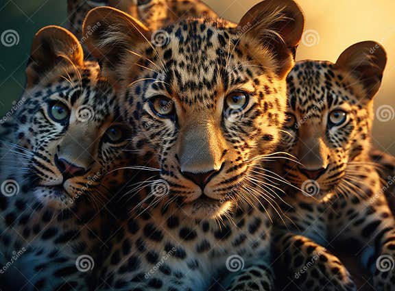 A group of small leopards stock photo. Image of wildlife - 289773554