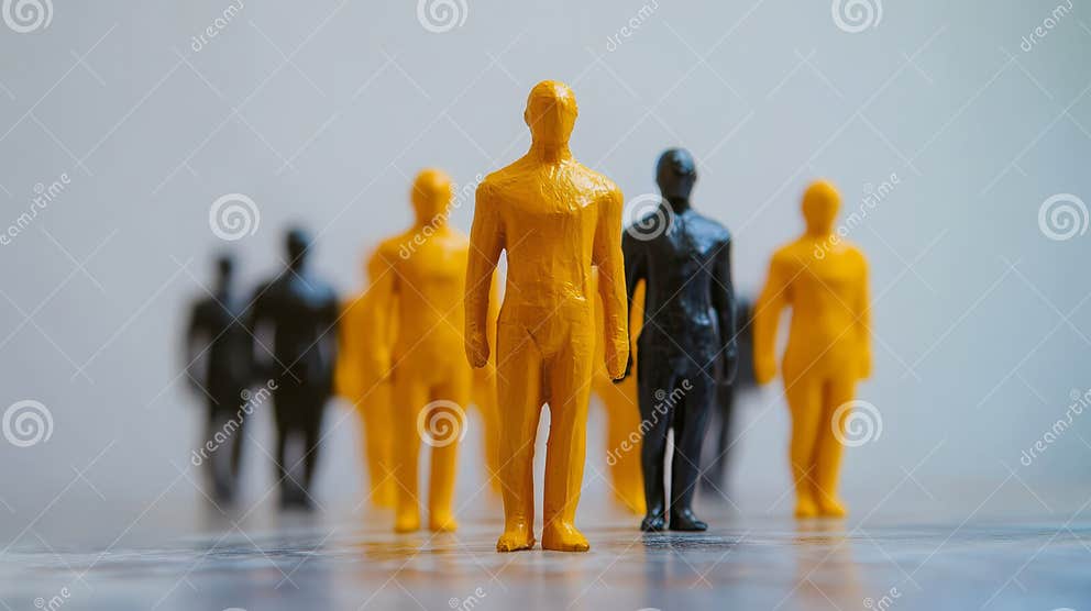 Plastic Figures in Various Colors Walking Together in a Line Stock ...