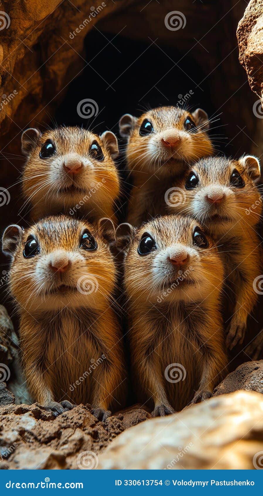 A Group of Small Rodents Sitting in a Cave Stock Photo - Image of ...