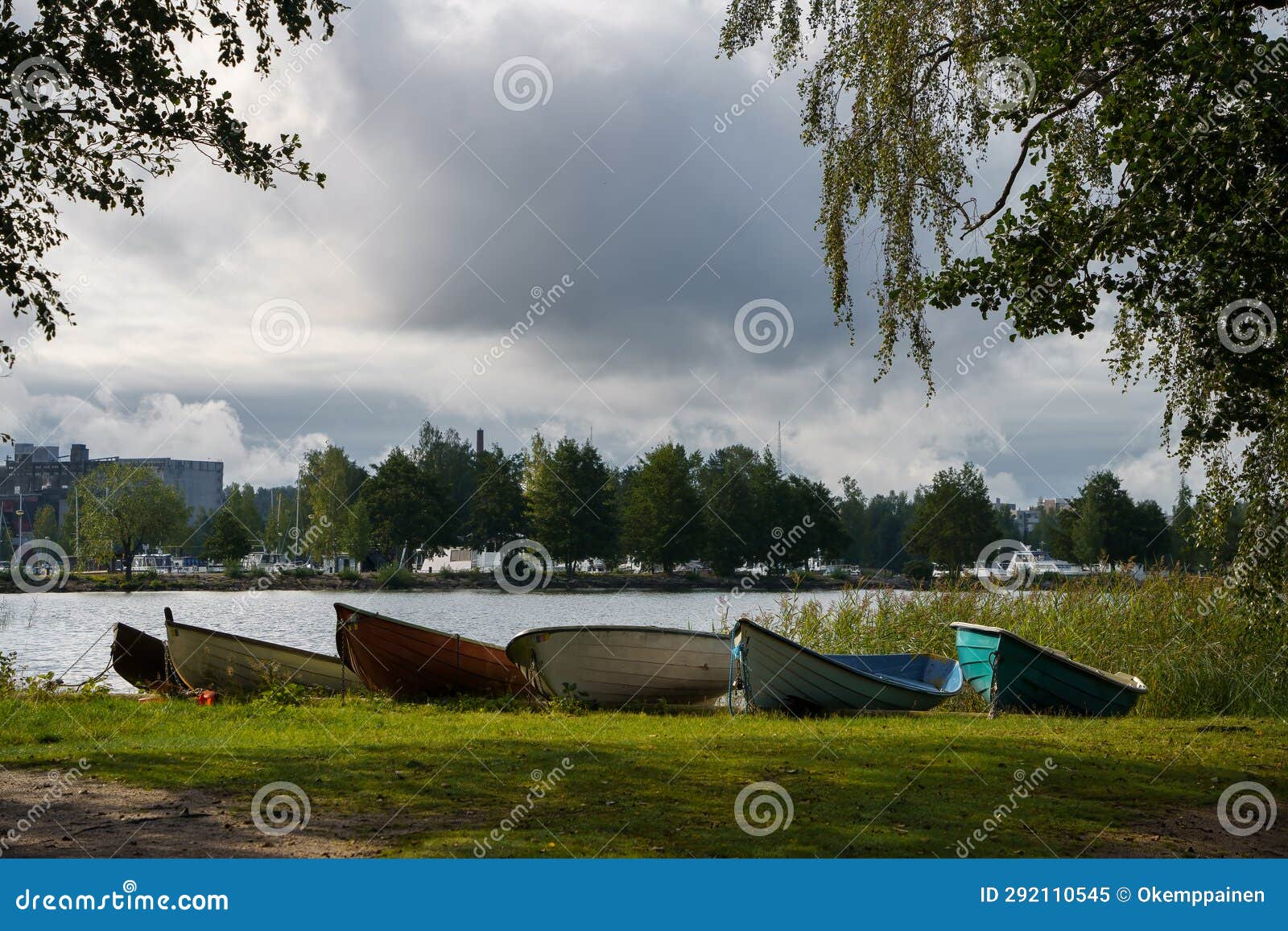 Group of Small Rowing Boats on Beach in Finland Stock Image - Image of ...