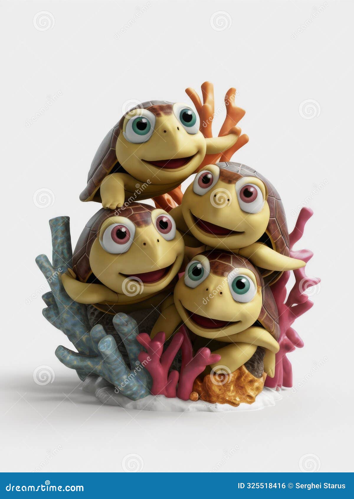 A Group of Small Turtles are Sitting on a Coral Reef, AI Stock Photo ...