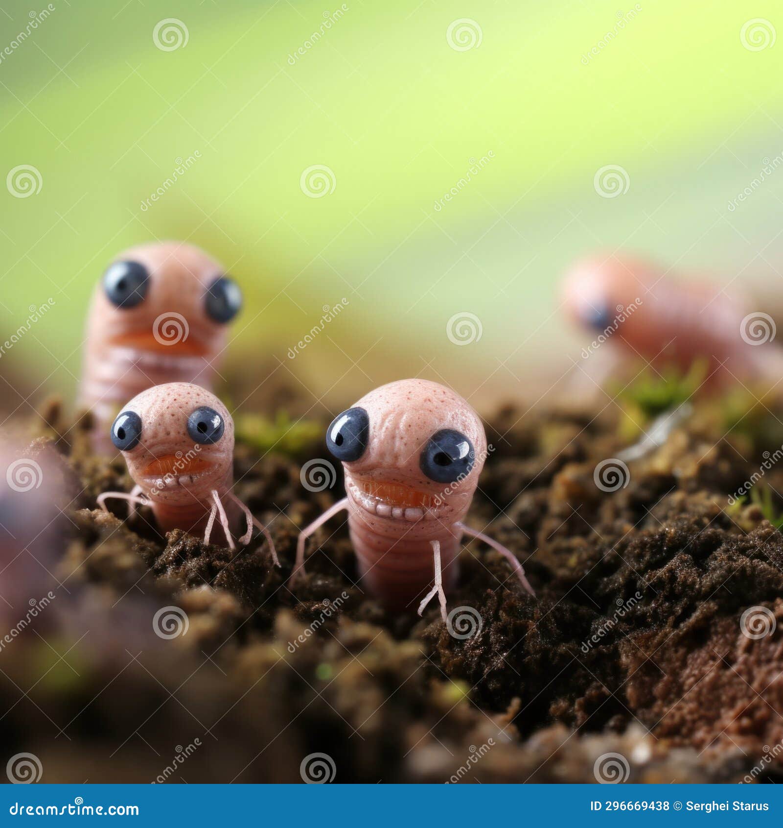 A Group of Small Worms with Big Eyes, AI Stock Illustration - Illustration of organic, nature ...