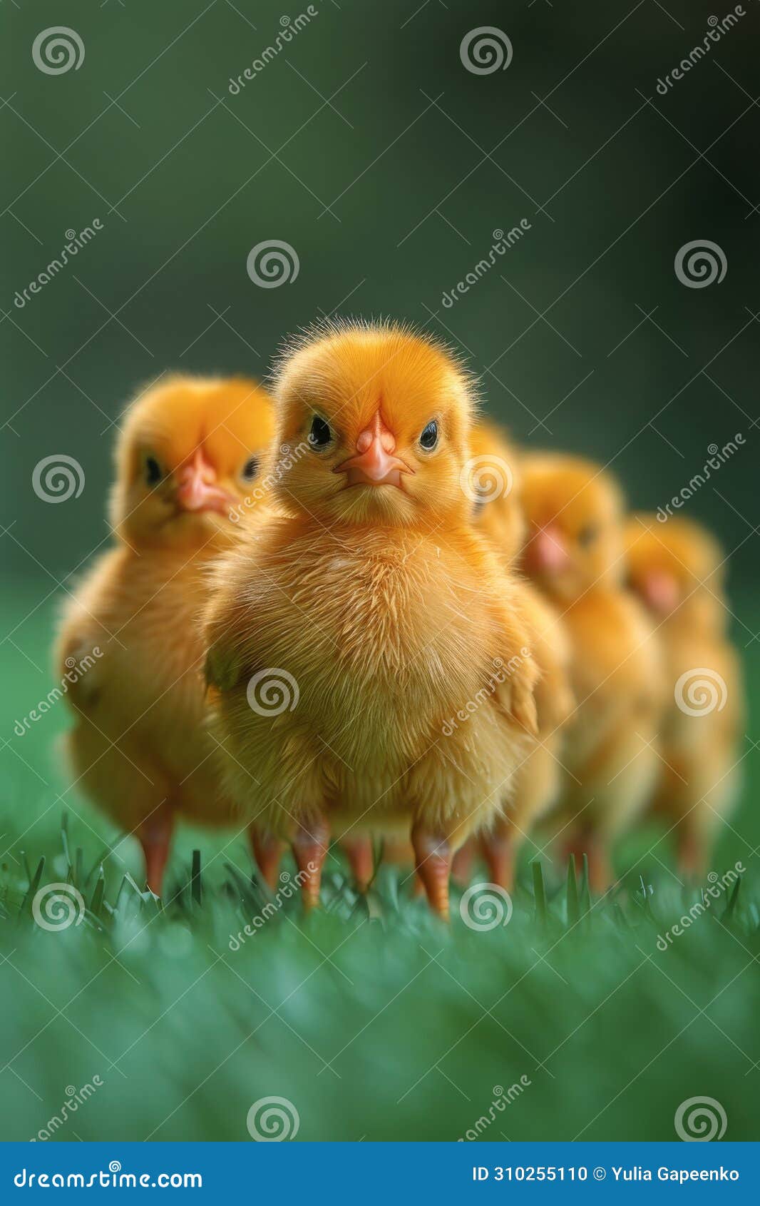 Group of Small Yellow Chicks on Blue Surface Stock Photo - Image of ...