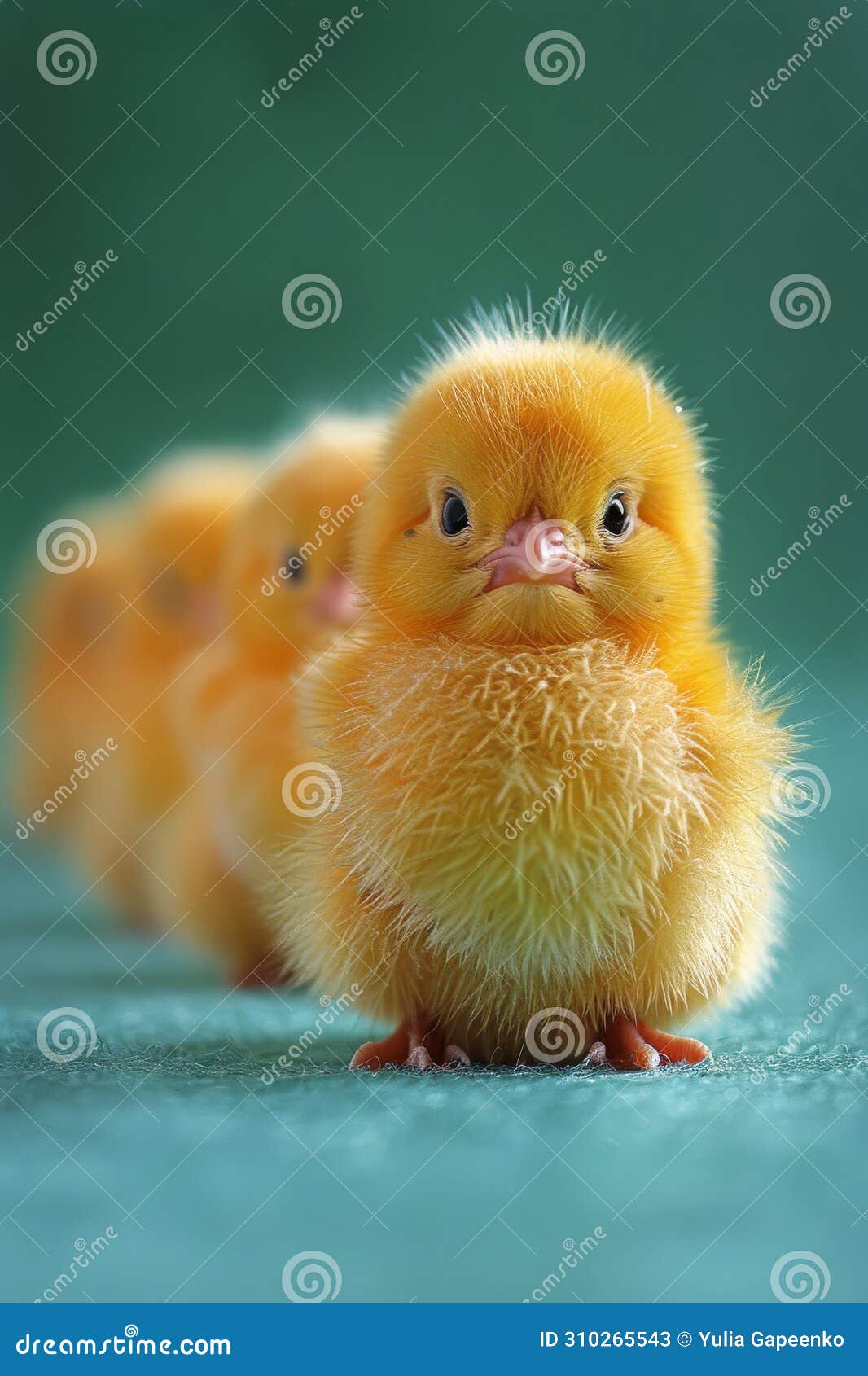 Group of Small Yellow Chicks on Blue Surface Stock Image - Image of ...