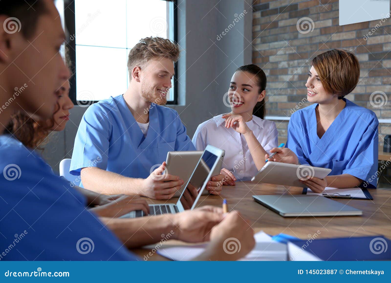 Group of Smart Medical Students with Gadgets Stock Image - Image of ...