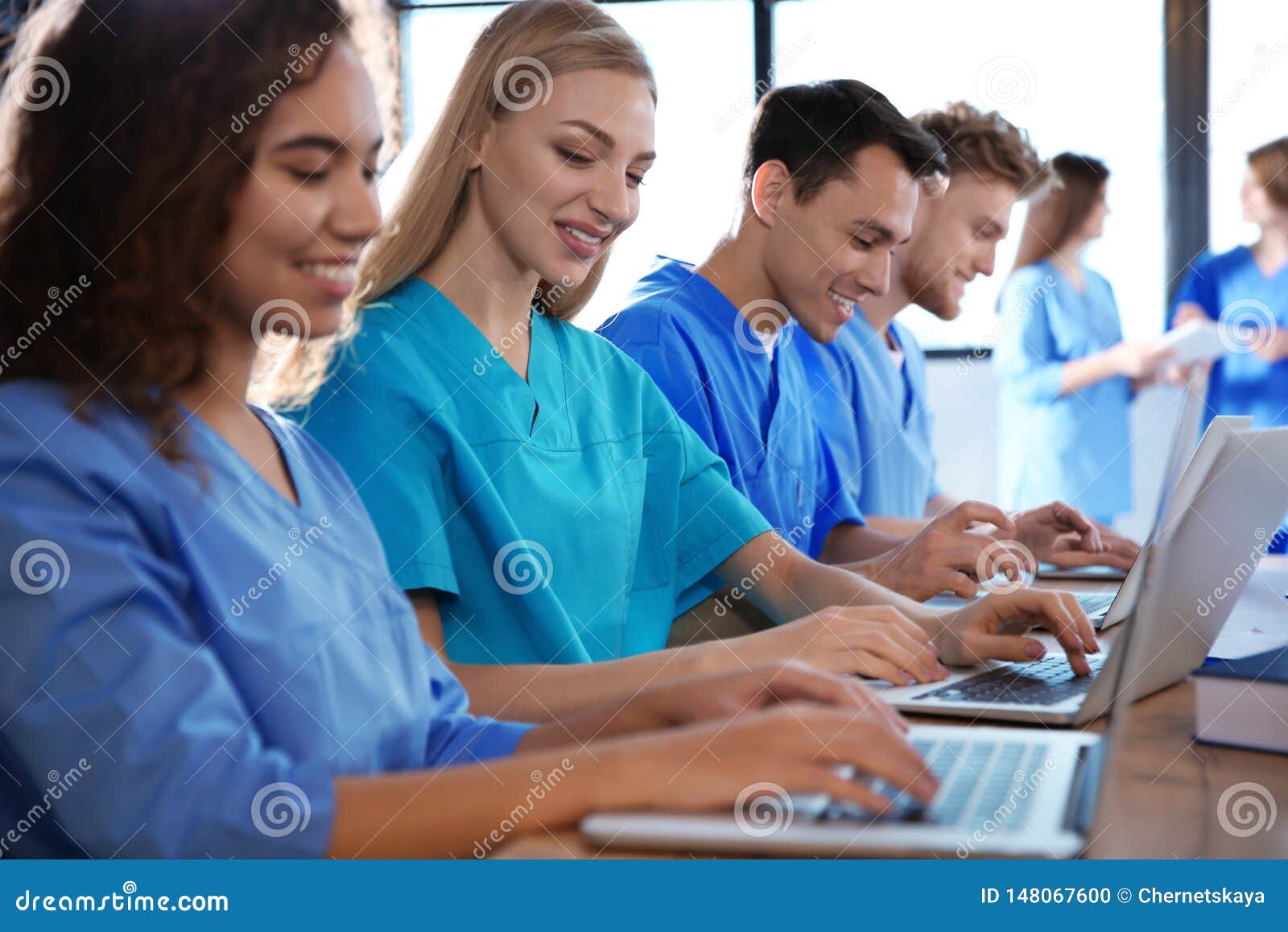 Group of Smart Medical Students with Gadgets Stock Photo - Image of ...