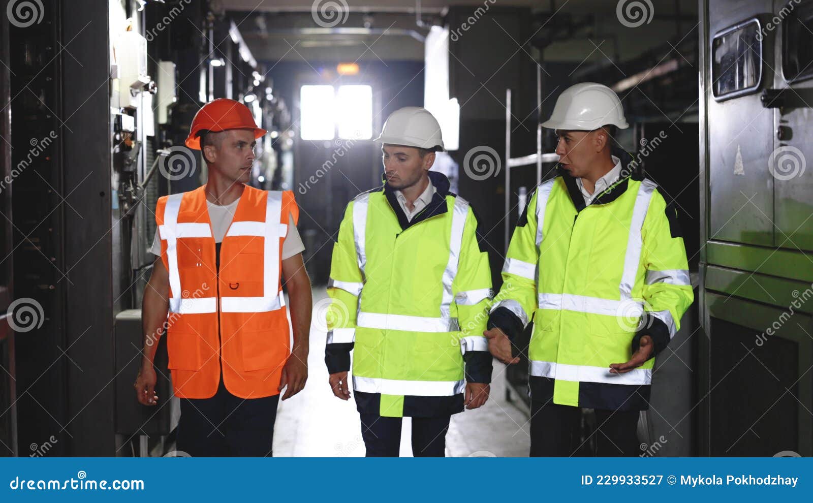 Group of Smart Three Engineer Team with Perfect Safety Uniform ...