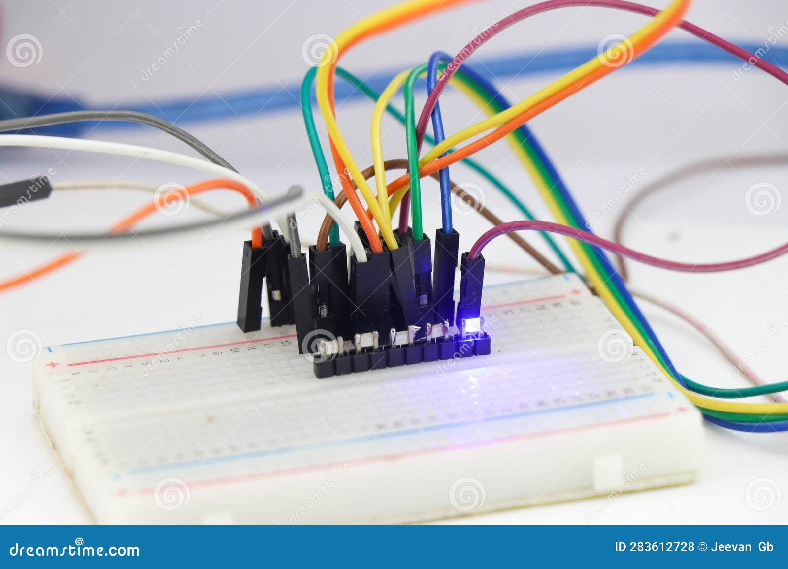 Group of SMD Led on a Breadboard Connected with Jumper Wires and ...