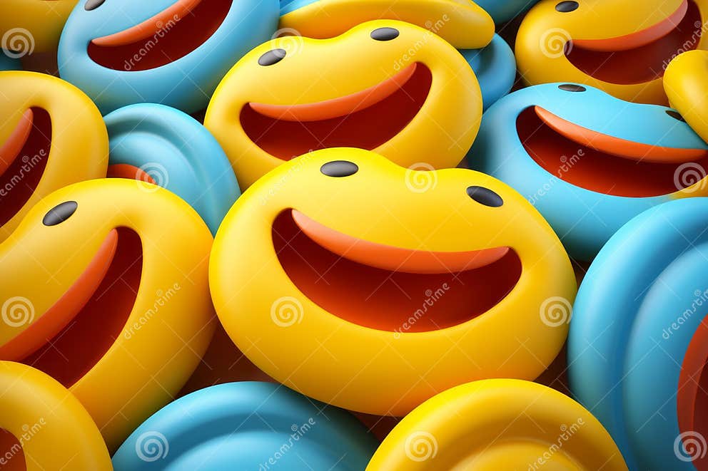 A Group of Smiley Faces are Arranged in a Circle Stock Illustration ...