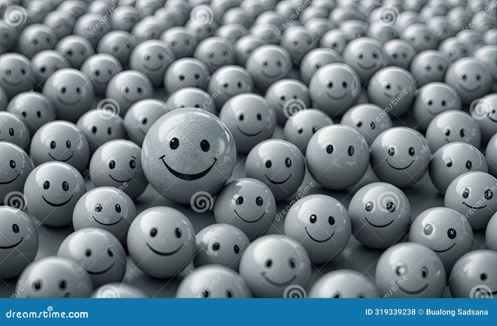 A Group of Smiley Faces are Arranged in a Row, with One Face Standing ...
