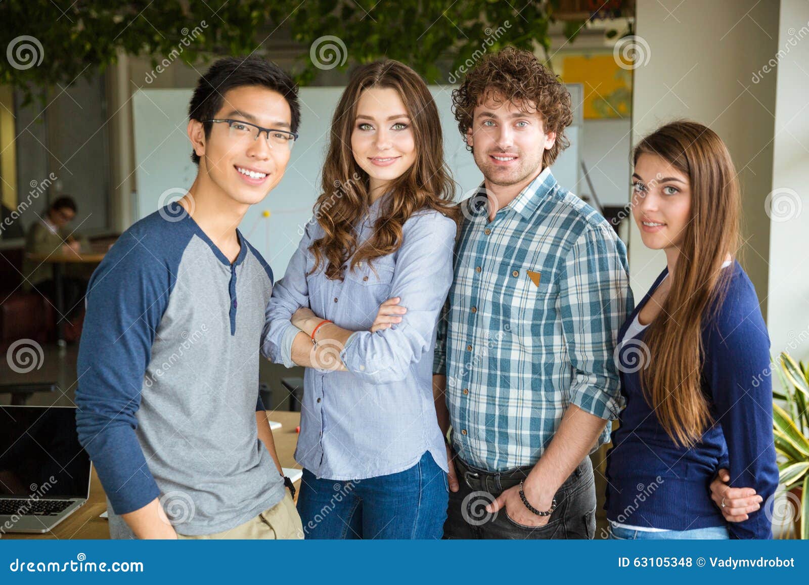 Group of Smiling Beautiful Content Confident Students Standing Together ...