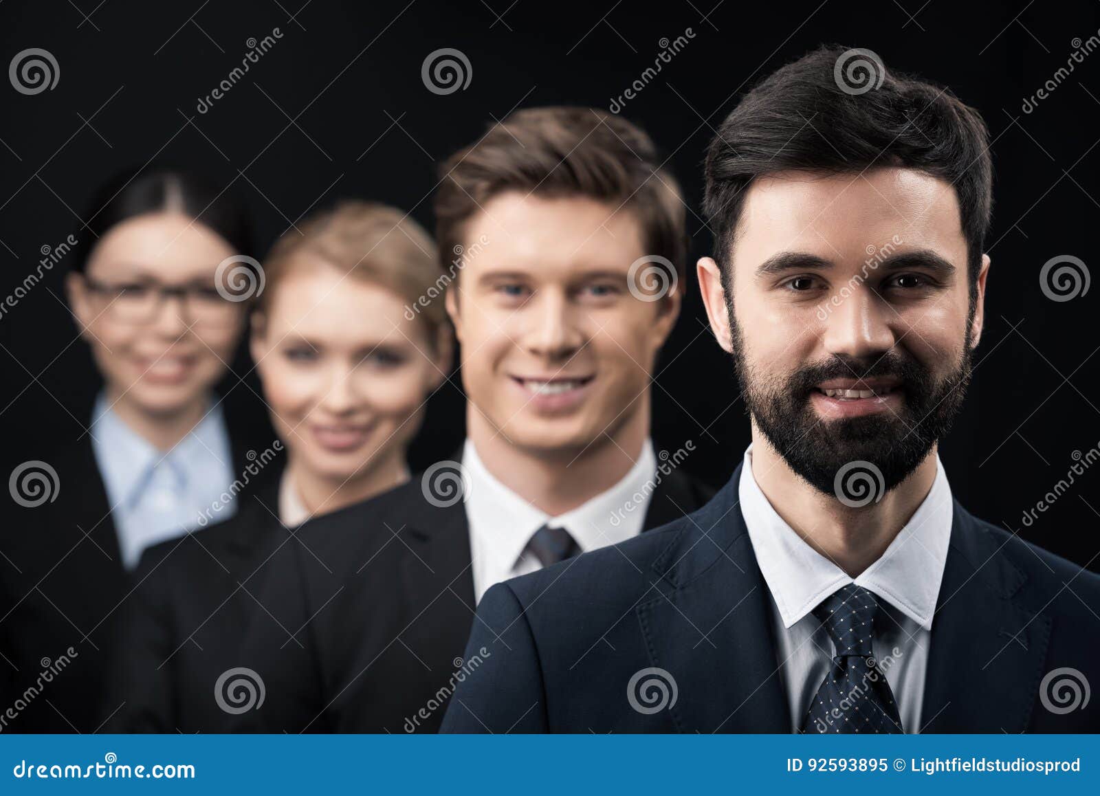 Group of Smiling Business People Standing in Row Stock Image - Image of ...