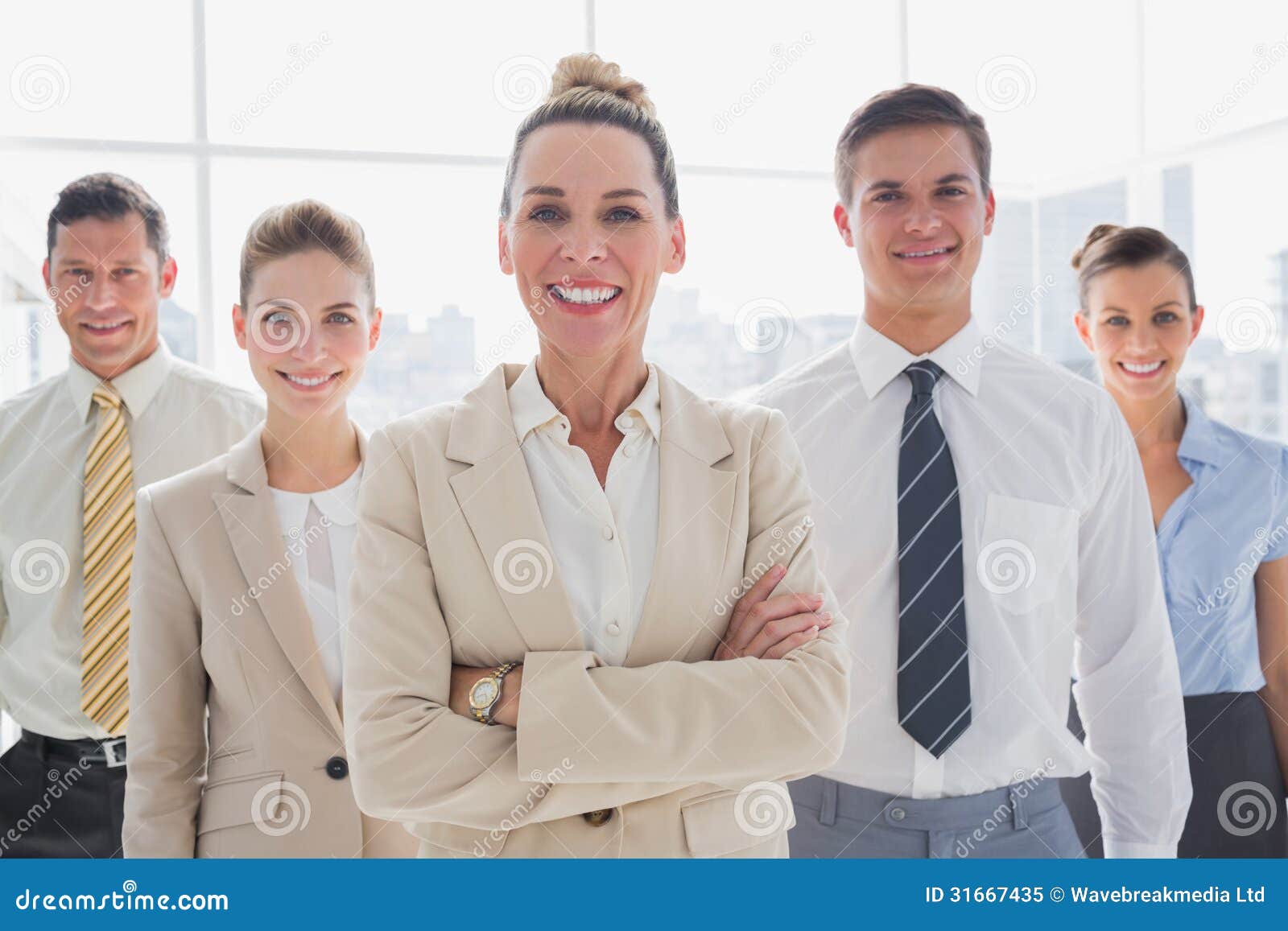 Group of Smiling Business Team Standing Together Stock Image - Image of ...