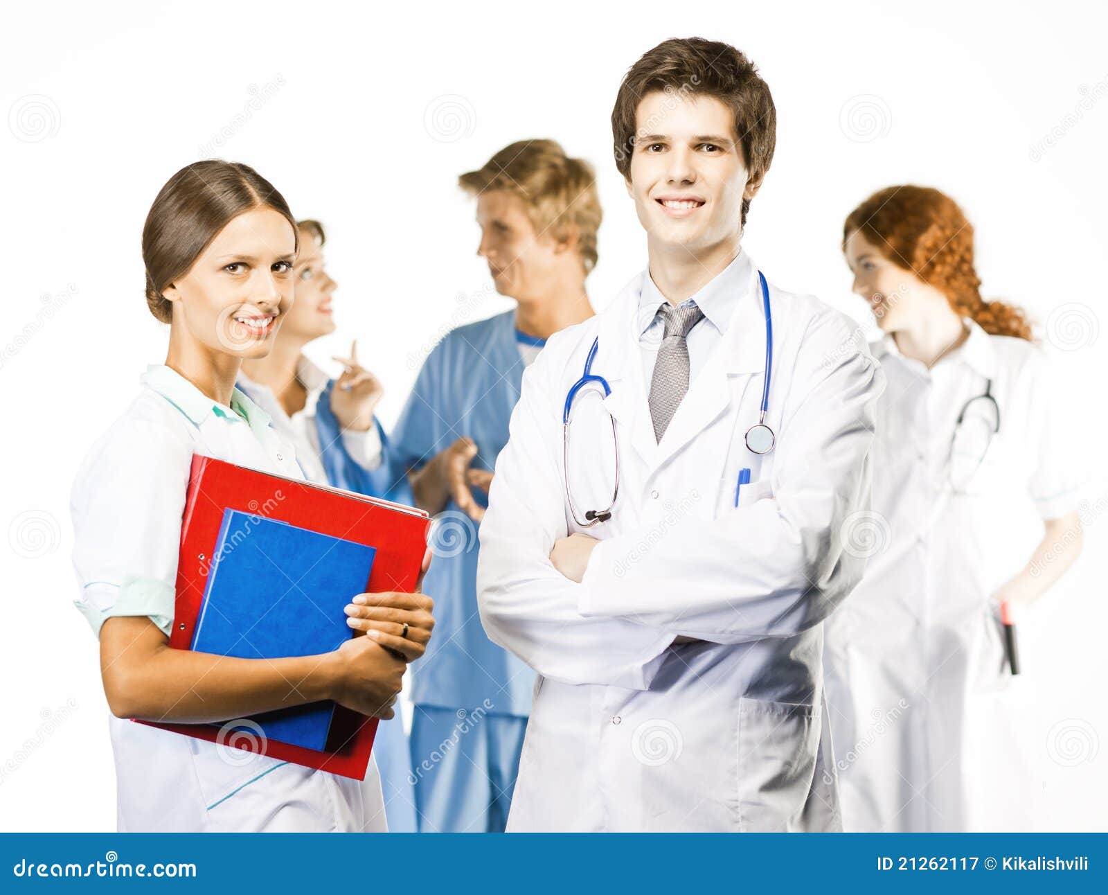 Group of Smiling Doctors on White Background Stock Image - Image of ...