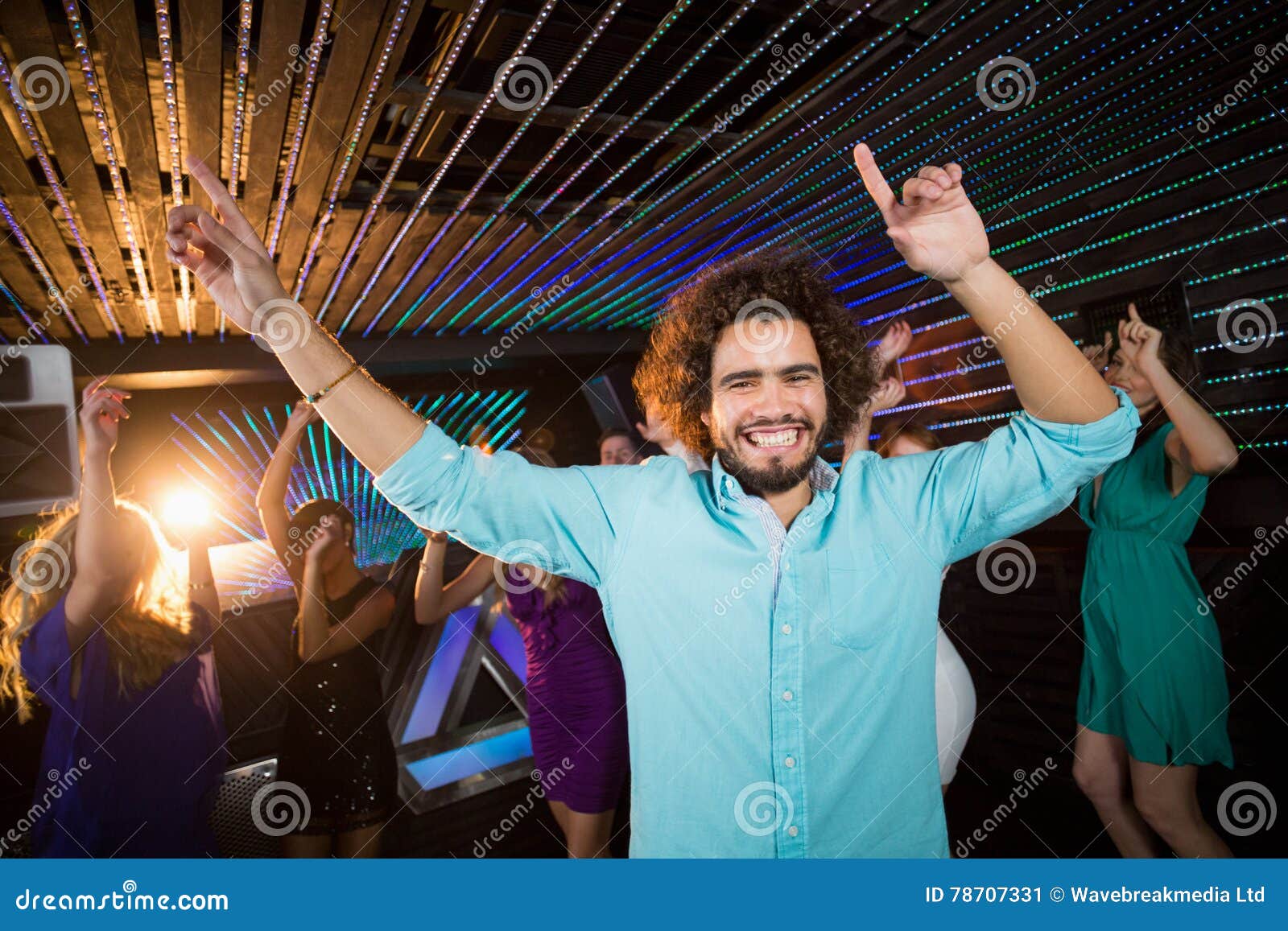 Group of Smiling Friends Dancing on Dance Floor Stock Image - Image of ...