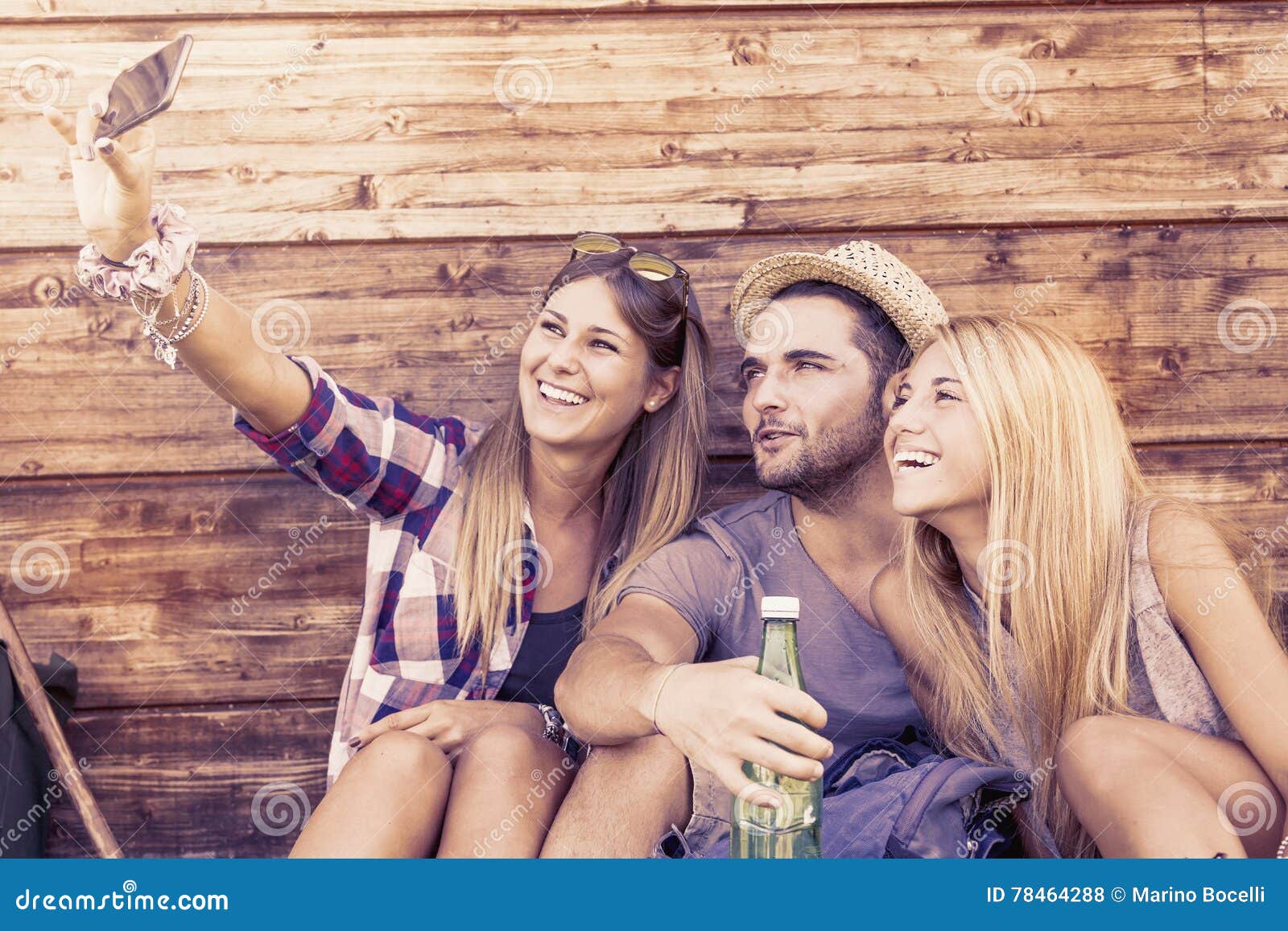 Group Of Smiling Friends Taking Funny Selfie Stock Photo - Image of ...