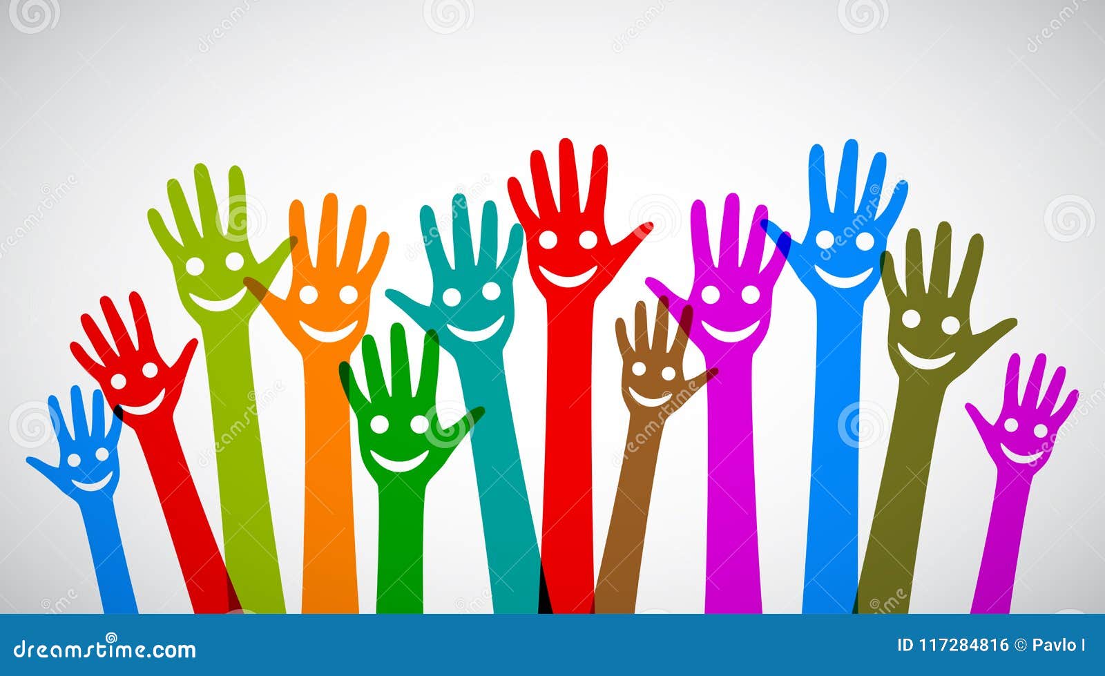 A Group of Smiling Hands - Vector Stock Vector - Illustration of divide ...