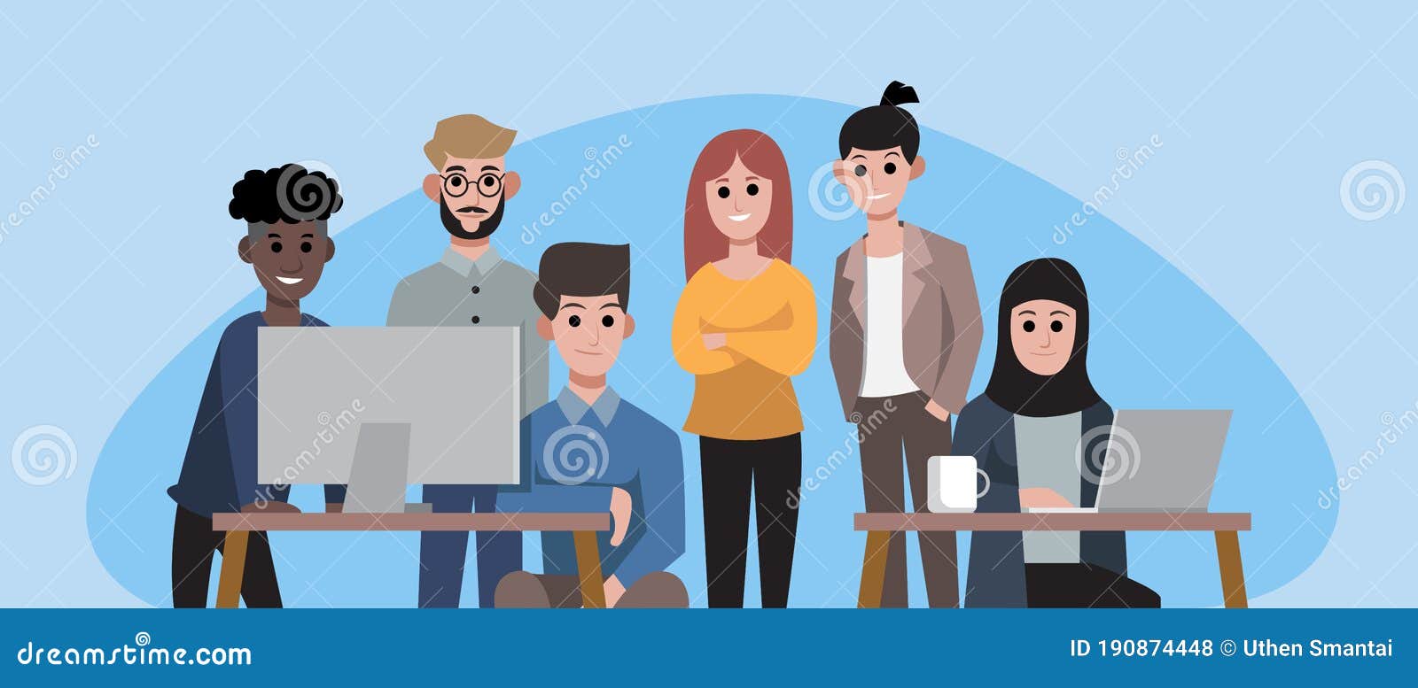 Group of Smiling Office Workers or Business People Stock Vector ...