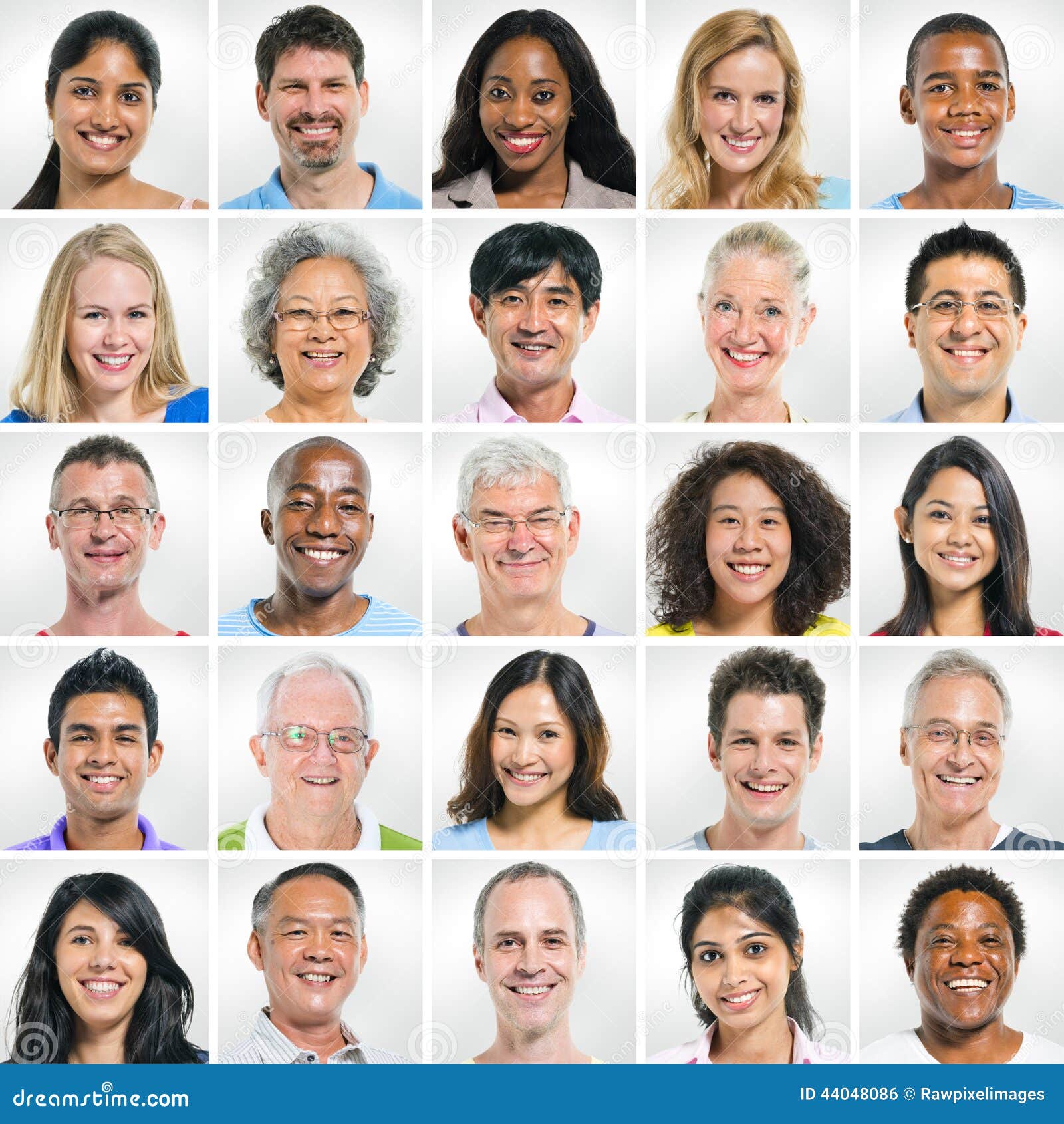 Smiling Faces. Happy Group Of Multiethnic People Men And Women Royalty ...