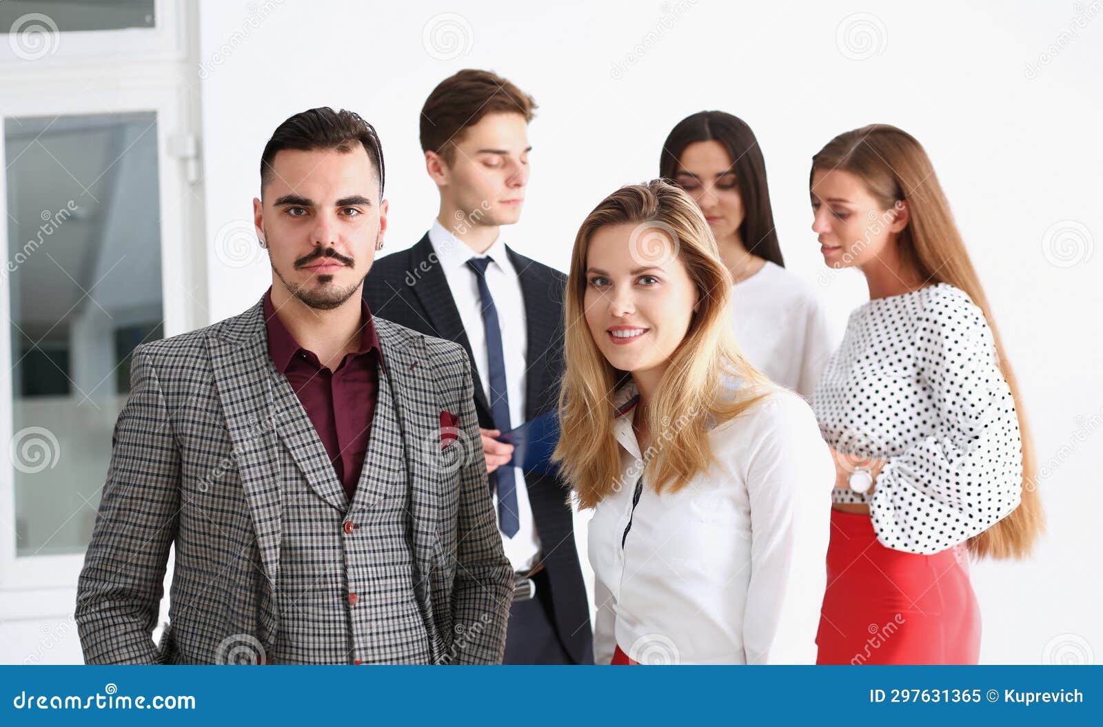 Group of Smiling People Stand in Office Stock Image - Image of teamwork, successful: 297631365
