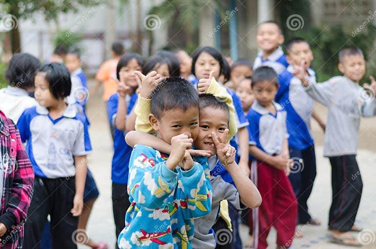 Group of Smiling Rustic Students Editorial Stock Photo - Image of ...