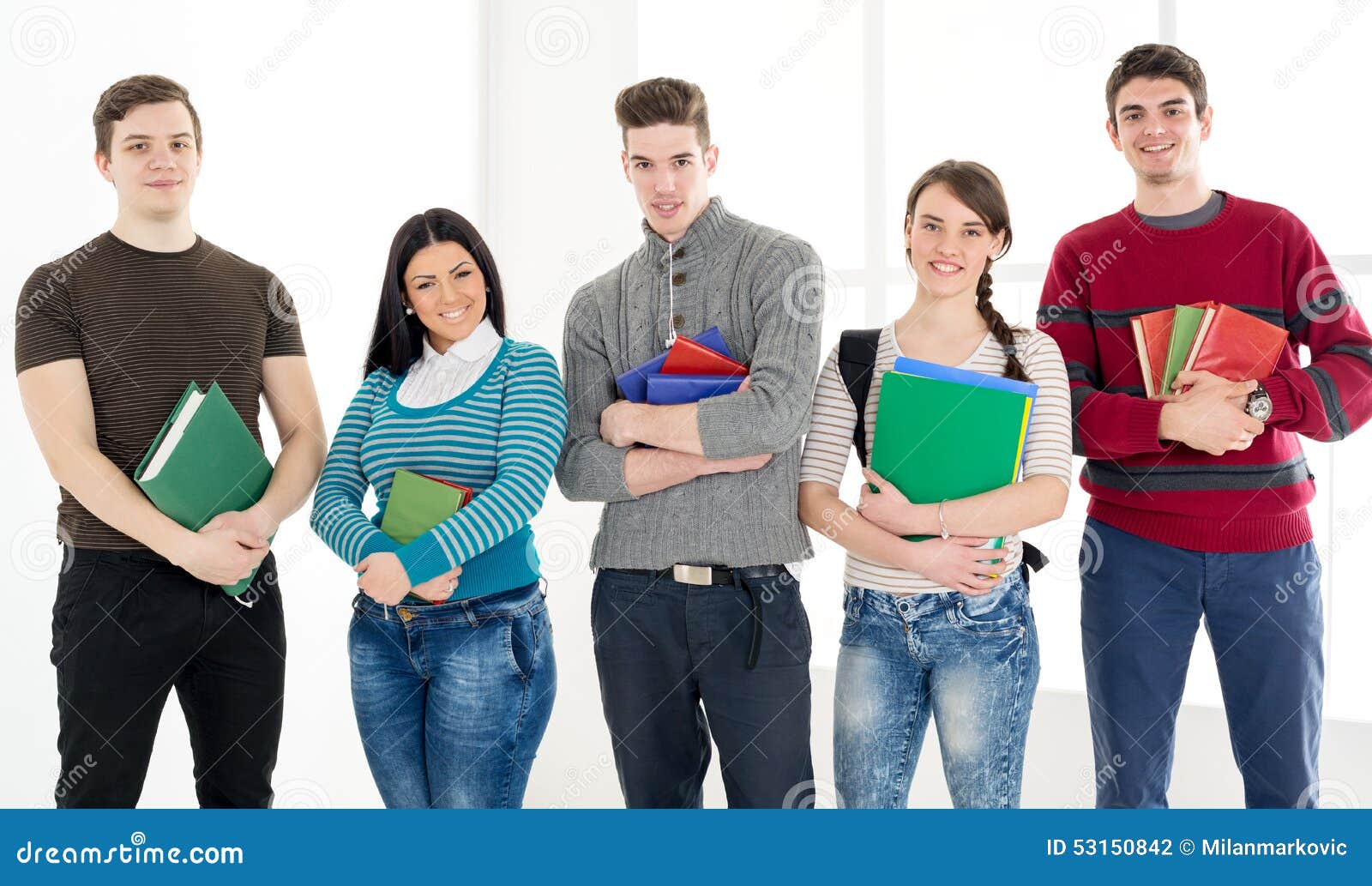 Group of Smiling Students with Books Stock Photo - Image of together ...