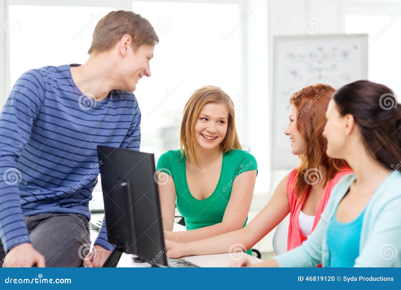 Group of Smiling Students Having Discussion Stock Photo - Image of ...