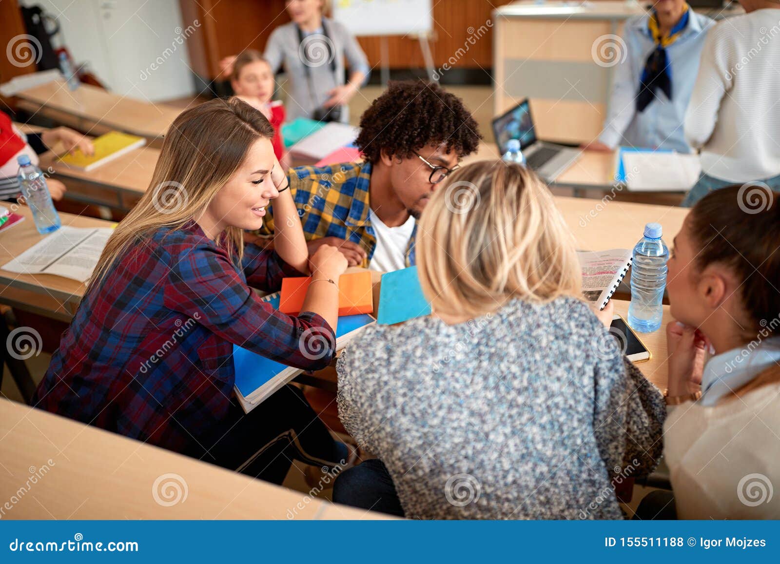 Group of Students Learning in Classroom Stock Photo - Image of happy ...