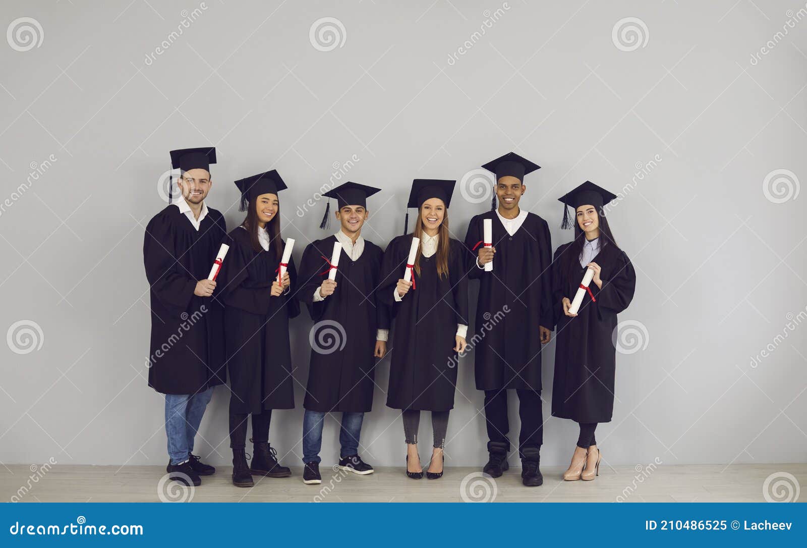 Group of Smiling Students Multiethnic University Graduates Standing ...
