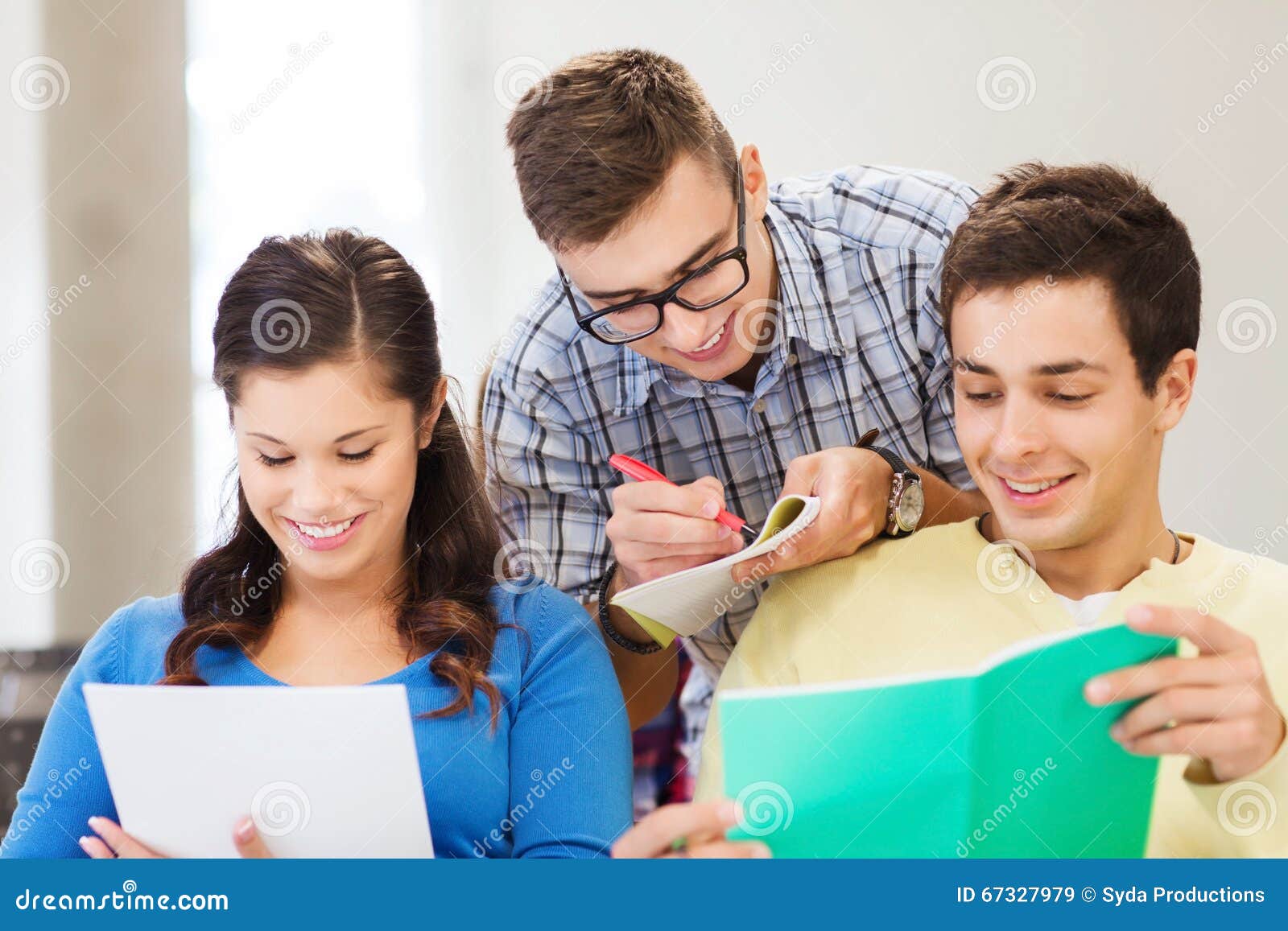 Group of Smiling Students with Notebooks Stock Image - Image of ...