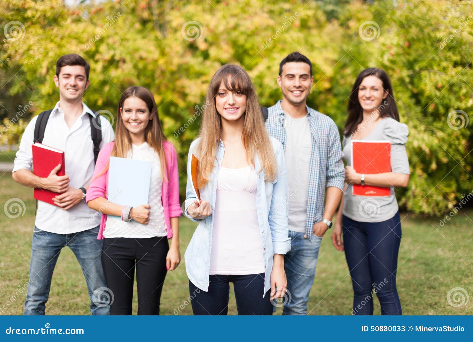 Group of smiling students stock image. Image of park - 50880033