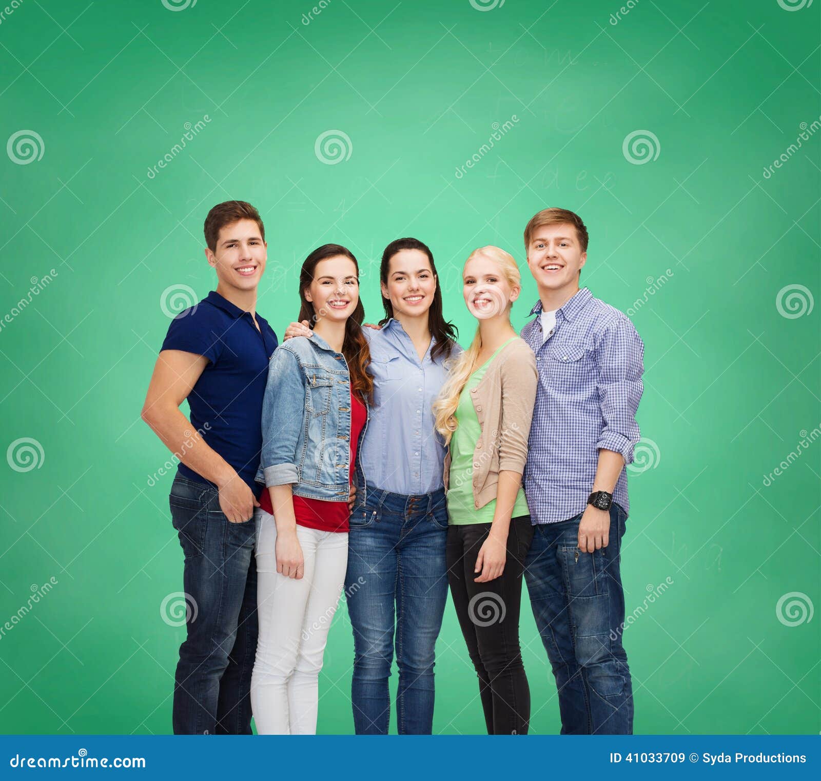 Group of Smiling Students Standing Stock Image - Image of green, high ...