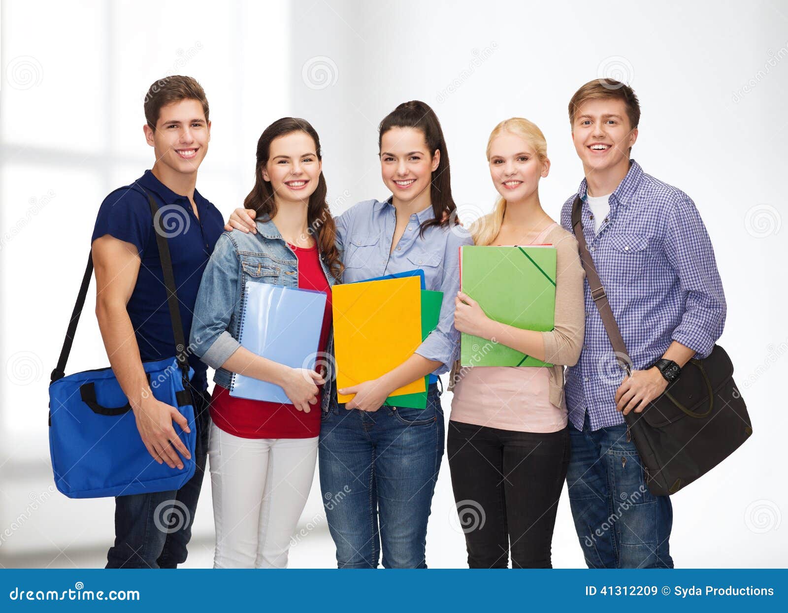 Group of Smiling Students Standing Stock Image - Image of class, girls ...