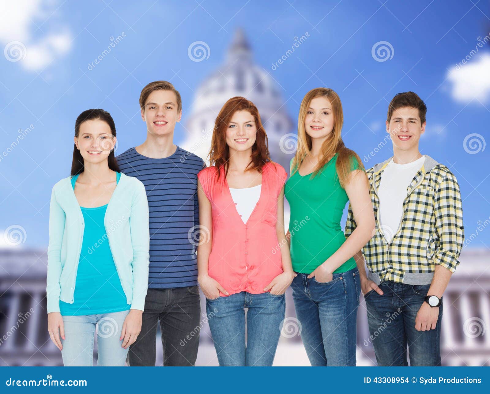 Group of Smiling Students Standing Stock Photo - Image of smiling ...