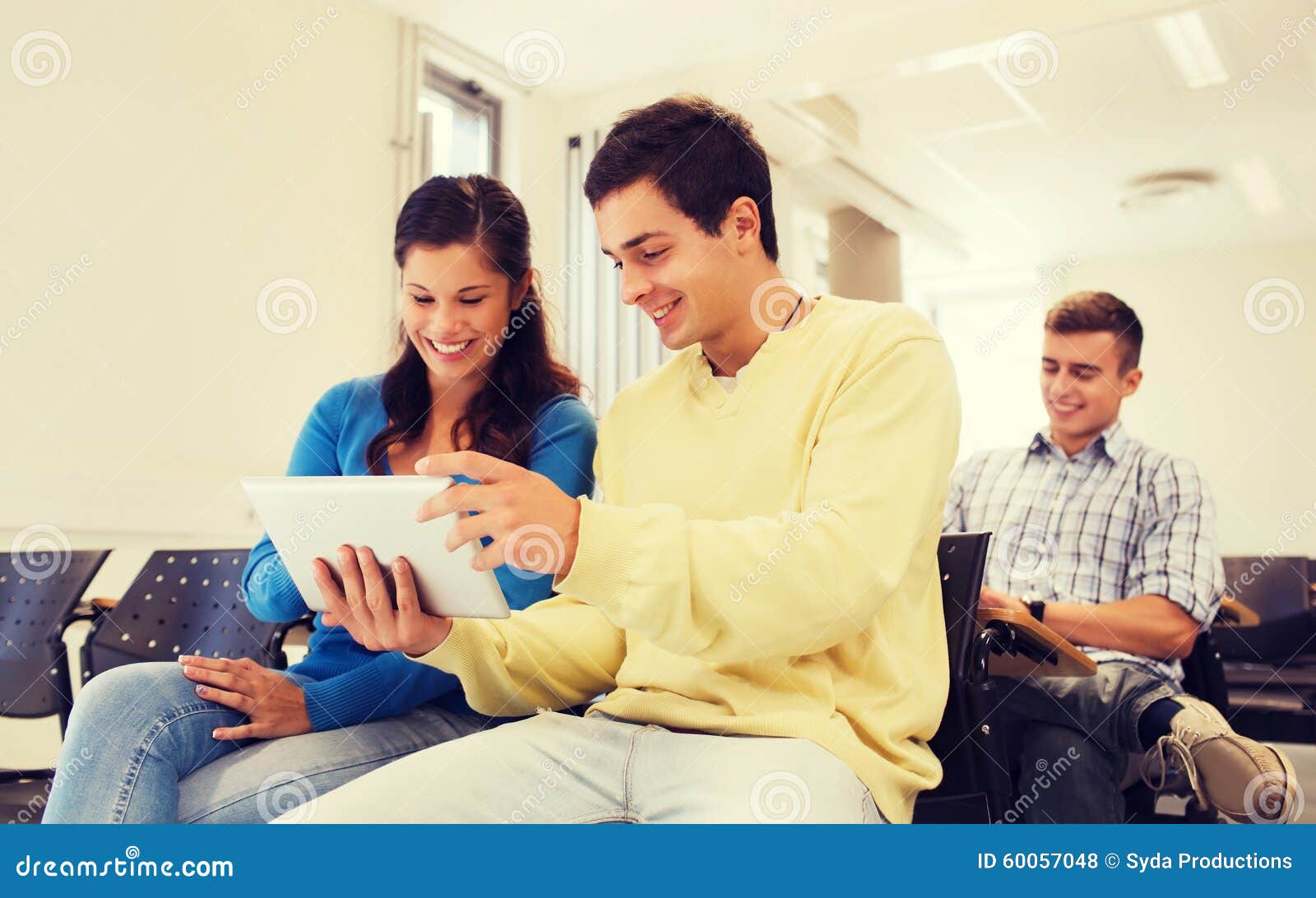 Group of Smiling Students with Tablet Pc Stock Photo - Image of ...