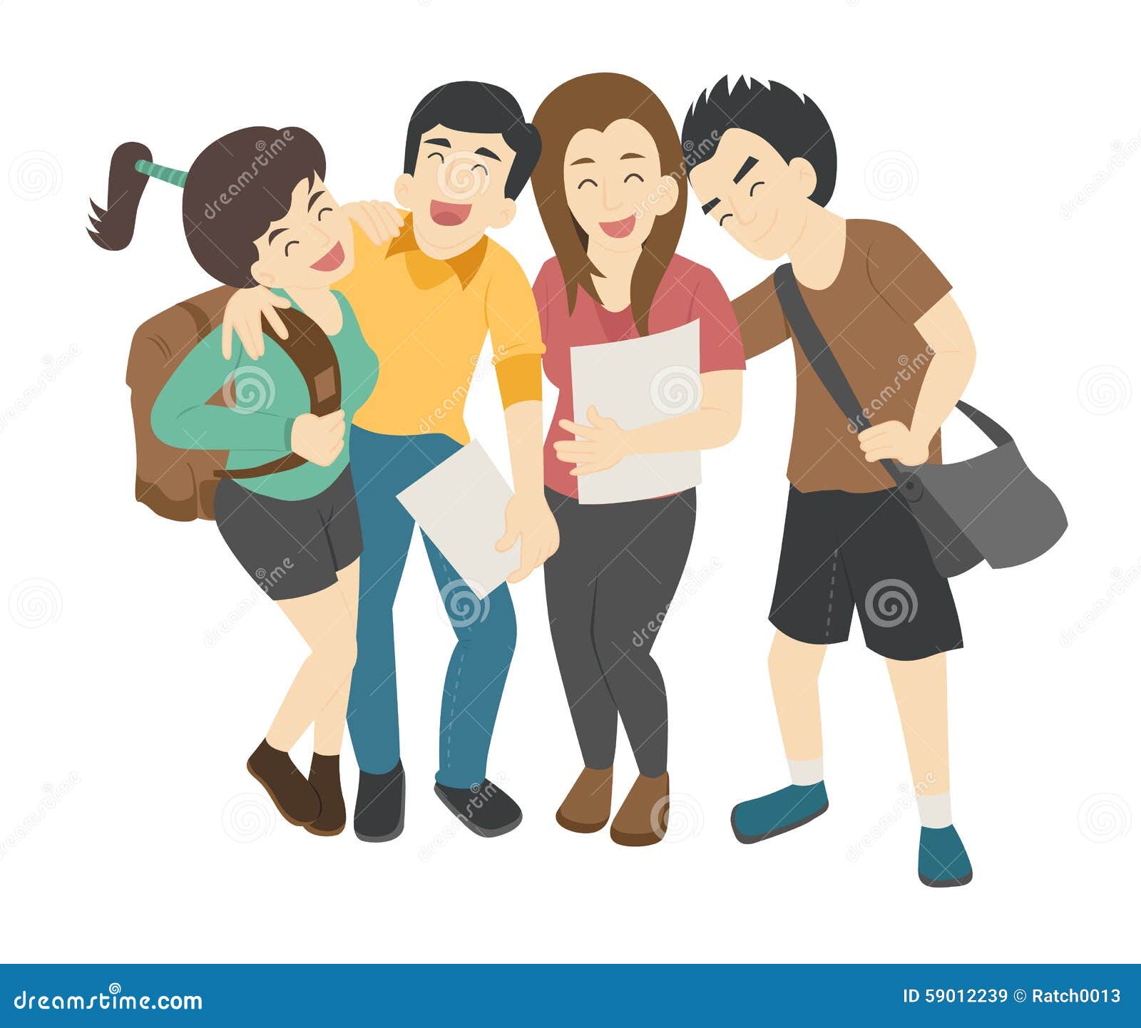 Group of Smiling Teenage Students Stock Illustration - Illustration of ...