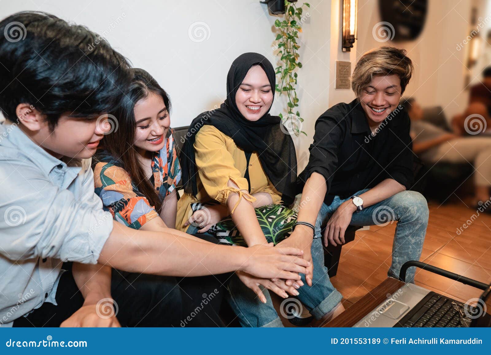 Group of Smiling Teenagers Staying Together Stock Image - Image of girl ...